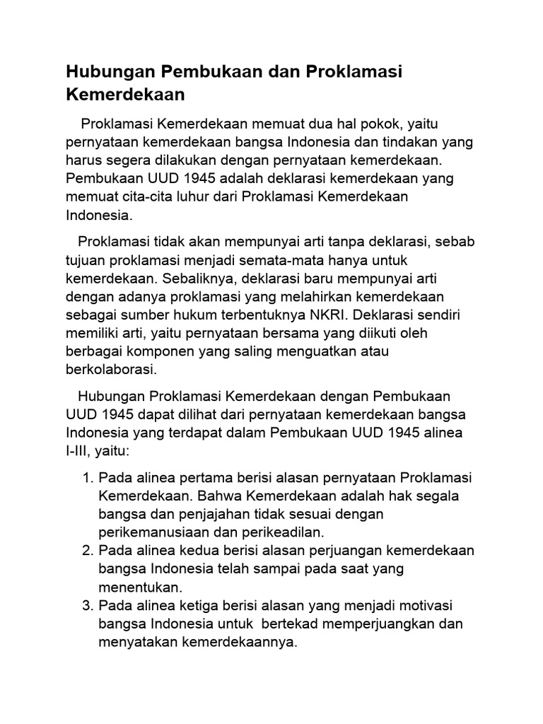 Hubungan Proklamasi dan UUD 1945 | PDF