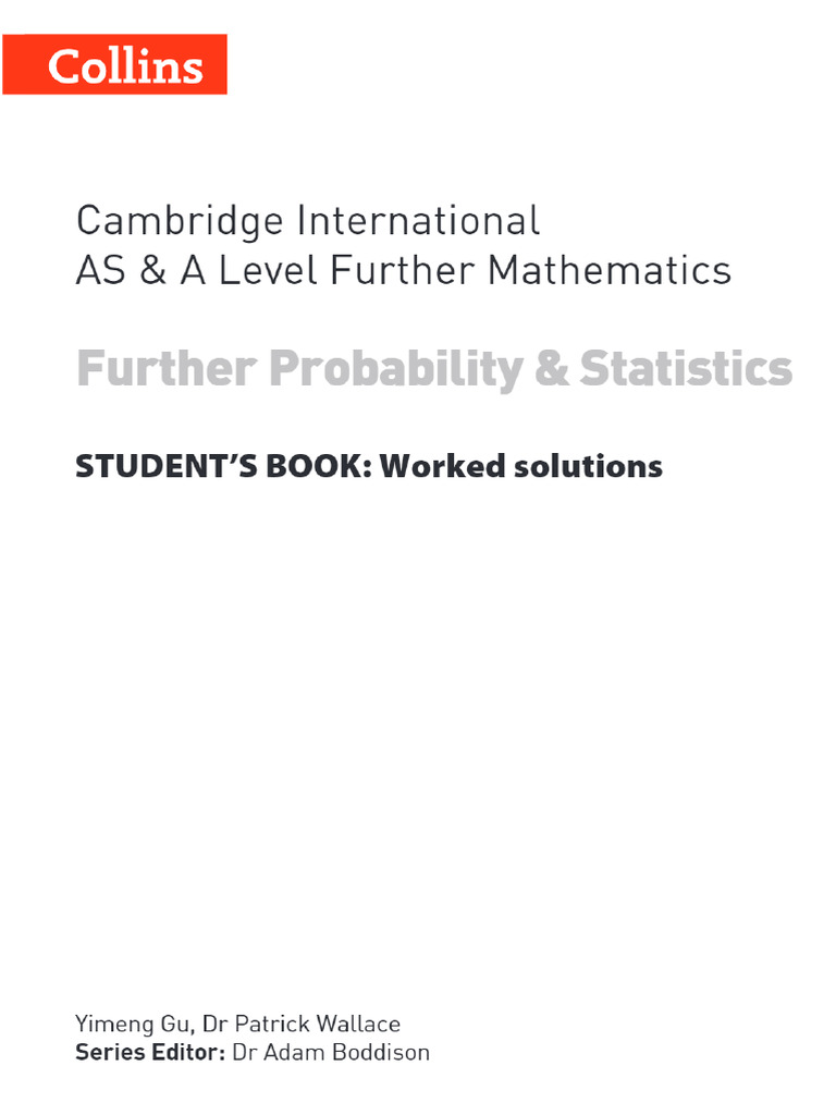 Collins Cambridge Further Probability & Statistics Worked Solutions | PDF
