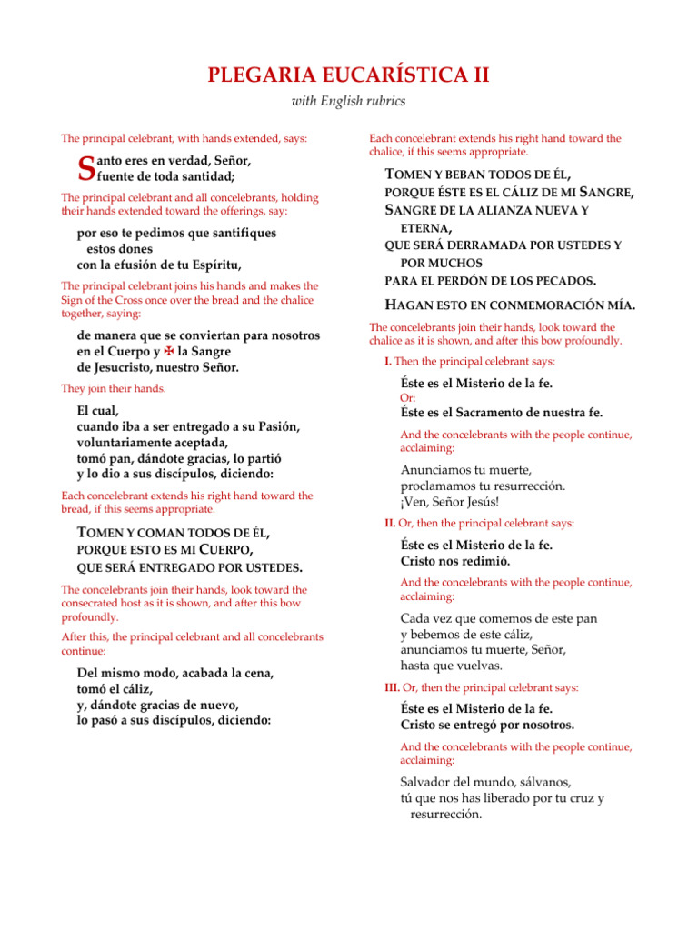 Plegaria Eucarística II | PDF | Cristo (título) | María, madre de Jesús