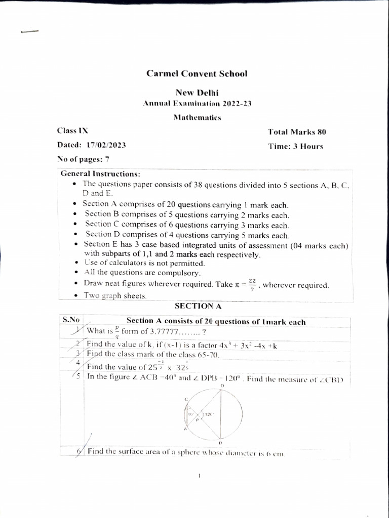 Carmel Convent Maths | PDF | Dome | Triangle