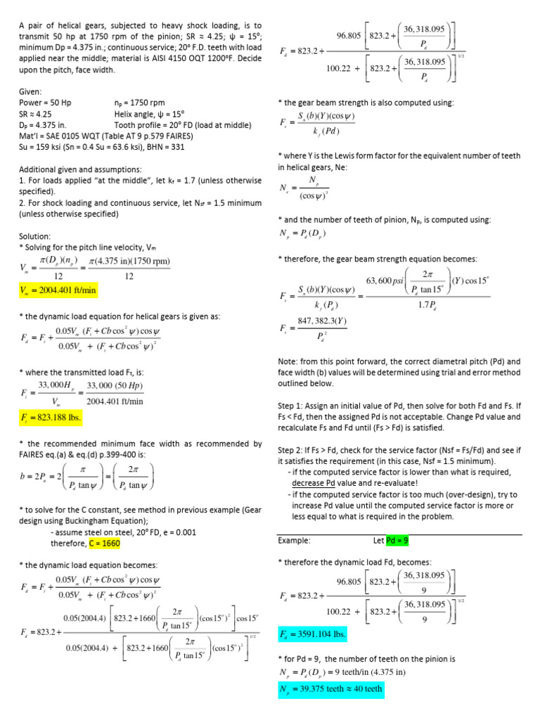 Helical Gear Design Procedure | PDF | Gear | Mechanical Engineering