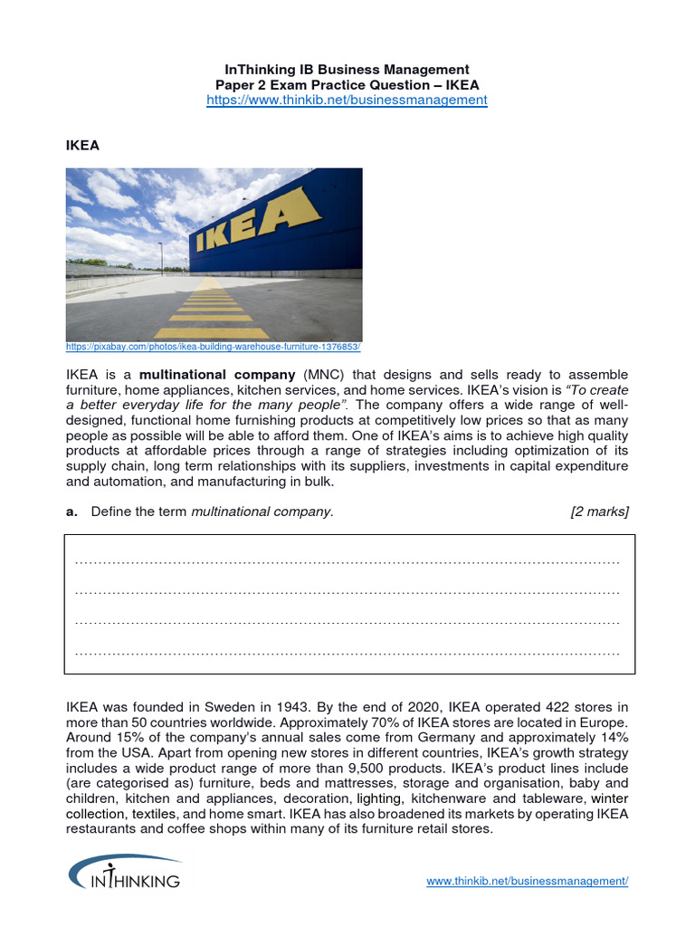 Ikea Exam Practice Question | PDF | Franchising | Multinational Corporation