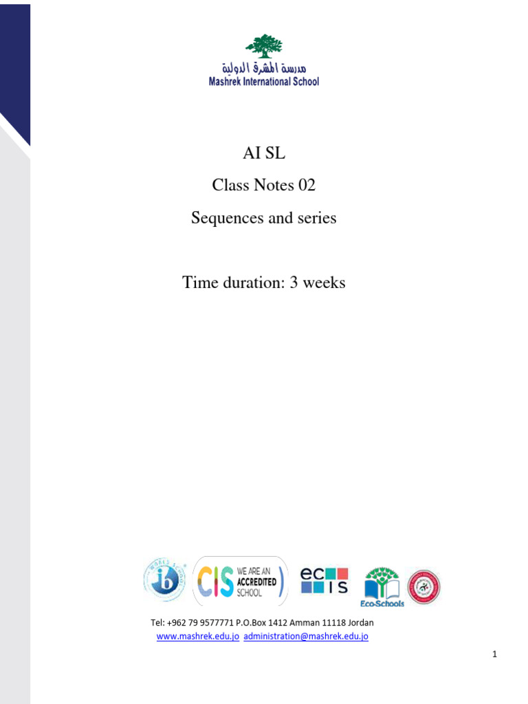 Class Notes 02 - Sequences and Series Markscheme | PDF | Numbers ...