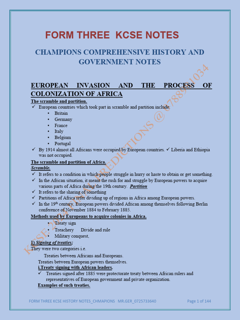 f3 - History Notes - Champ 2023 Ger | PDF | Africa