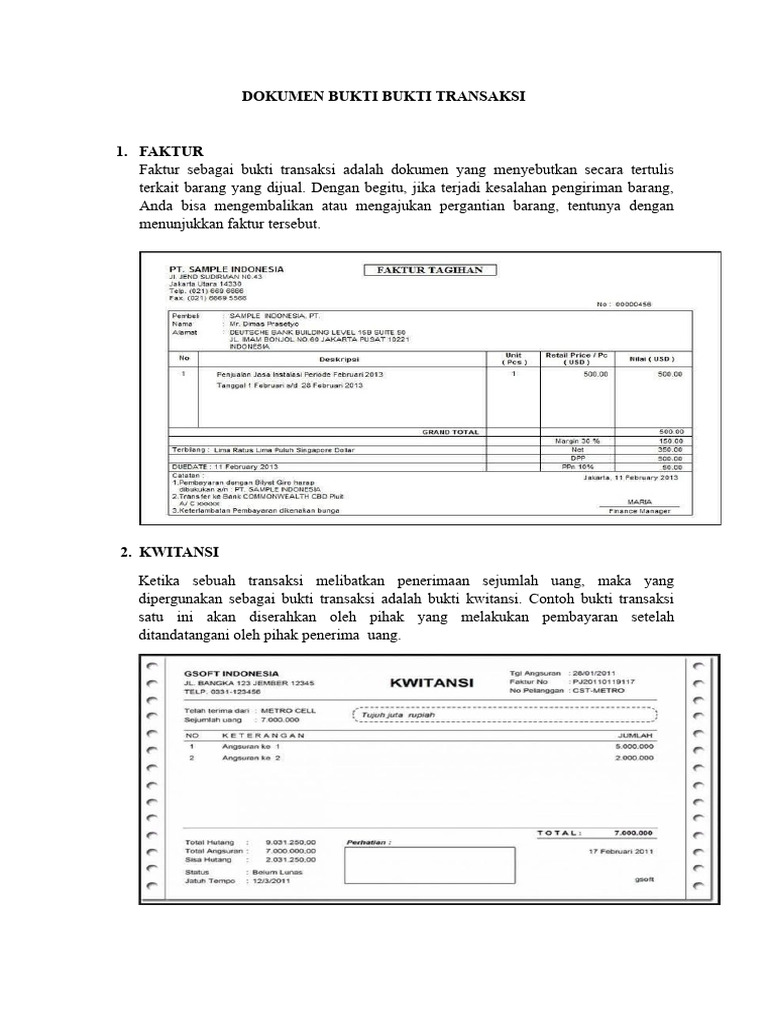 Jenis Bukti Transaksi dalam Akuntansi | PDF | Bisnis | Pengelolaan ...