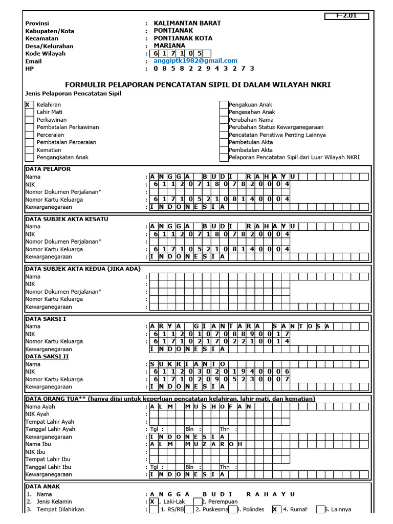 Form Pencatatan Sipil | PDF