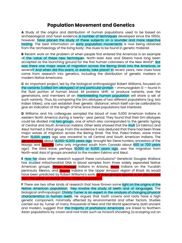 Population Movement and Genetics | PDF | Indigenous Peoples Of The ...