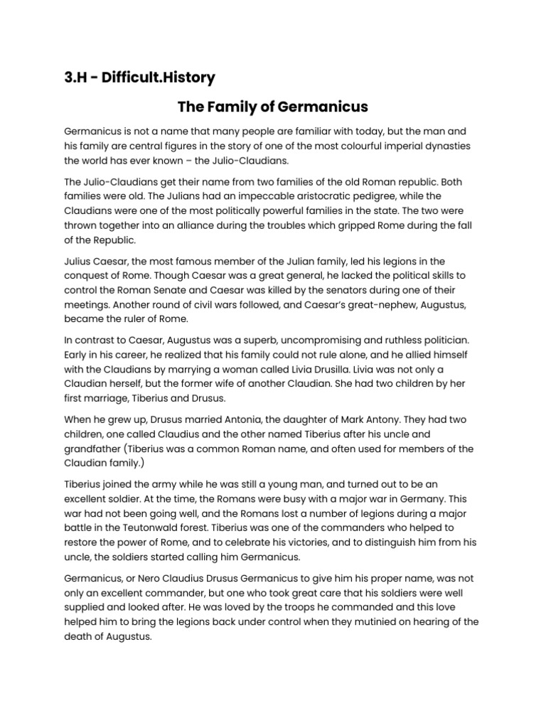 The Family of Germanicus | PDF | Claudius | Caligula