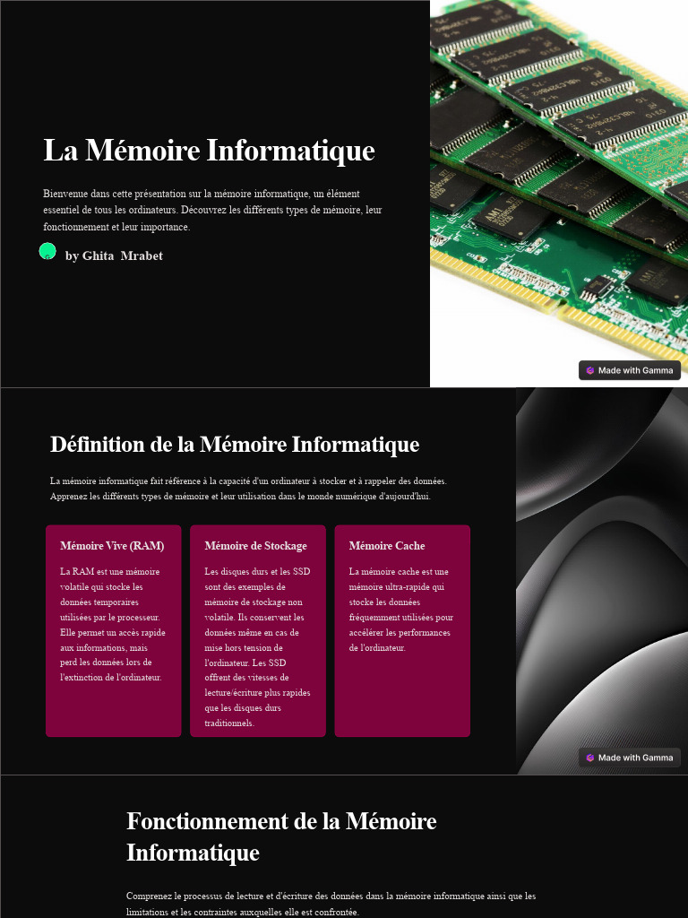 La Memoire Informatique | PDF | Mémoire (informatique) | Cache (Informatique)