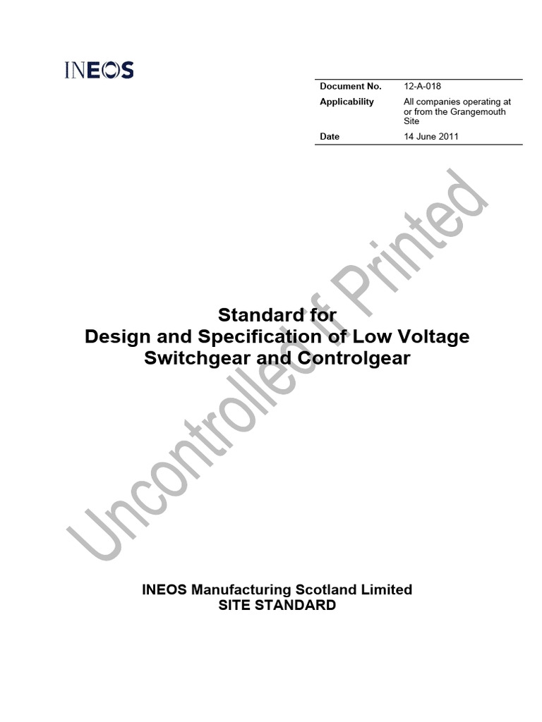 12-A-018 Design and Specification of Low Voltage Switchgear and Controlgear | Download Free PDF ...