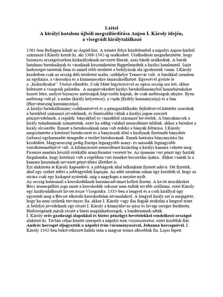 1.tétel I.károly | PDF