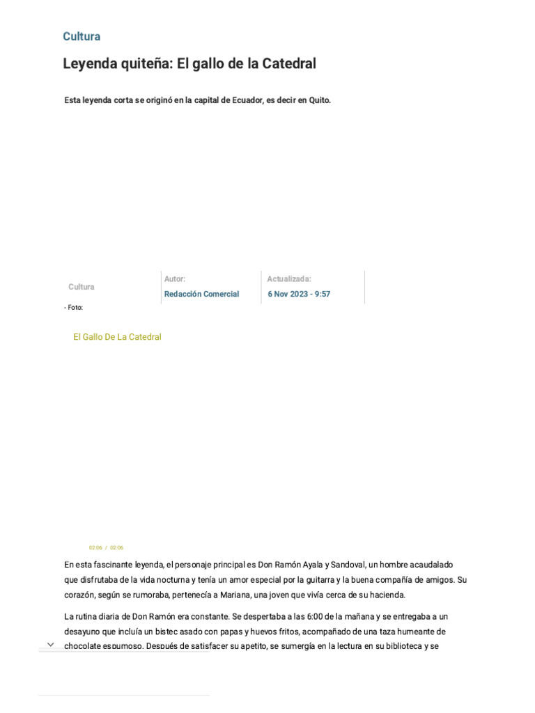 Leyenda quiteña_ El gallo de la Catedral | PDF