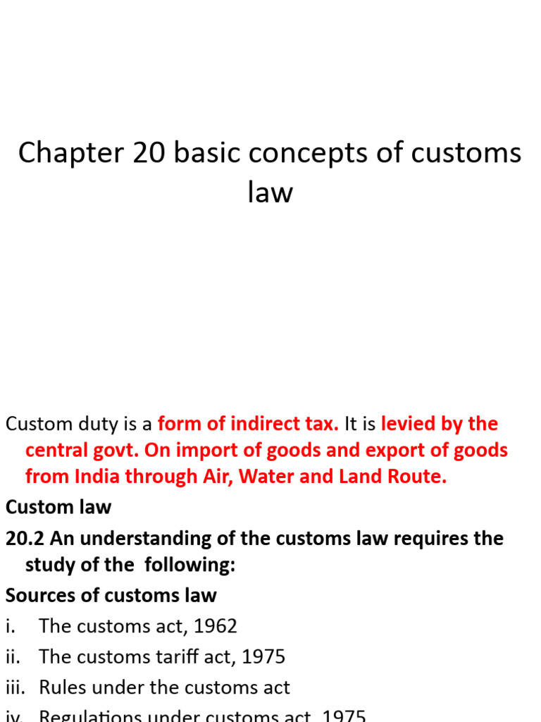 Chapter 20 Basic Concepts of Customs Law | PDF | Territorial Waters ...