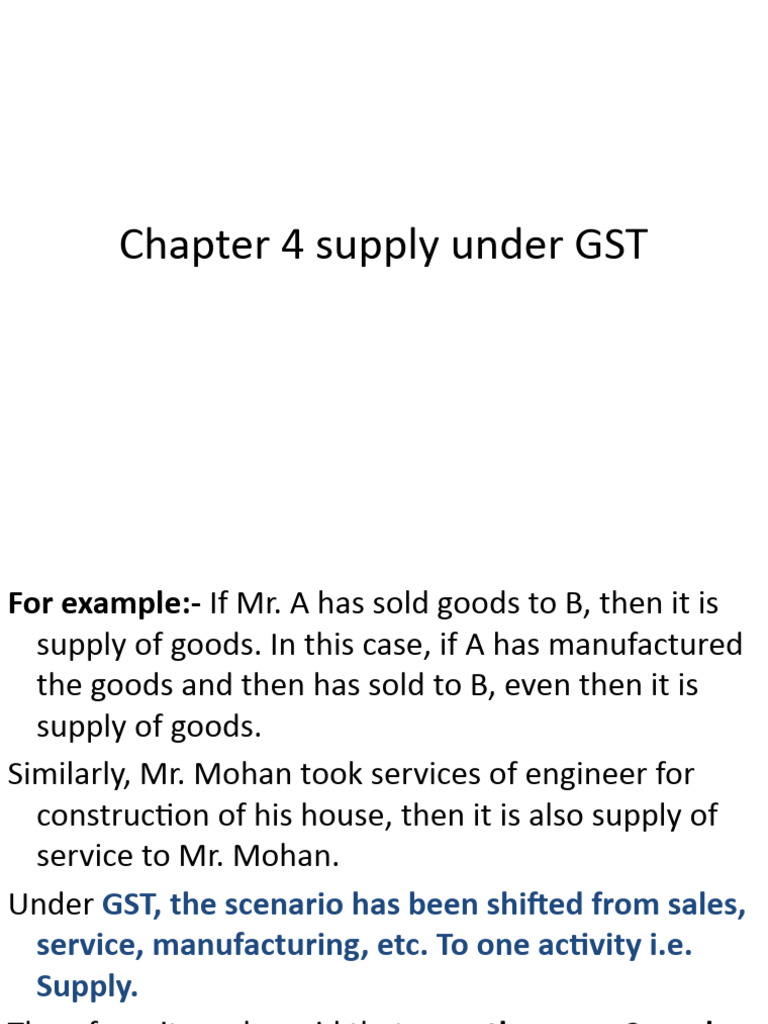 Chapter 4 Supply Under GST | PDF | Value Added Tax | Money