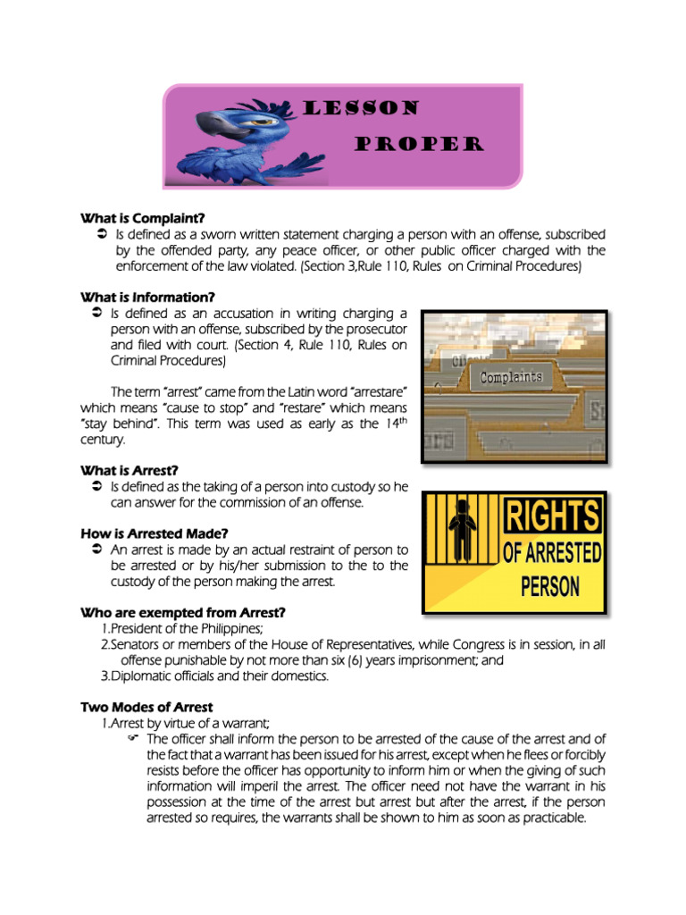 4.-Lesson-Proper MODULE 5 | PDF | Detention (Imprisonment) | Arrest Warrant