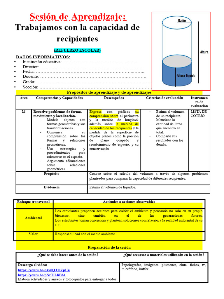 5º GRADO DIA 4 MAT. TRABAJAMOS CON LA CAPACIDAD DE RECIPIENTES | PDF ...