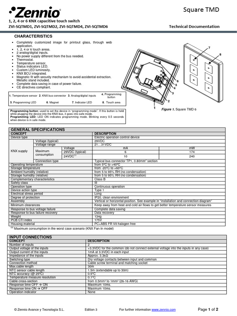 Datasheet_Square_TMD_EN_Ed3 | Download Free PDF | Switch | Sensor