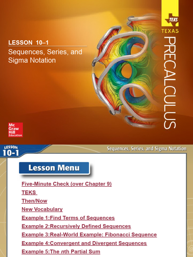 10 1 Sequences Series And Sigma Notation Pdf Sequence Mathematics