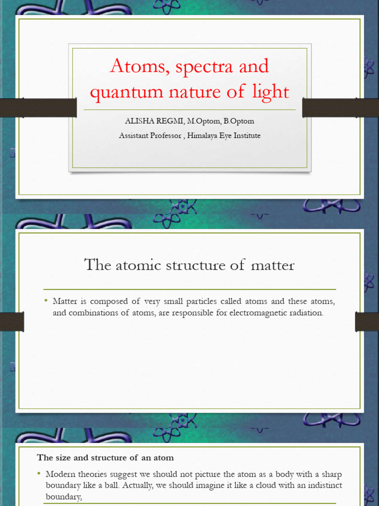1.10. Atoms, Spectra and Quantum Nature of Light | PDF | Atoms | Proton