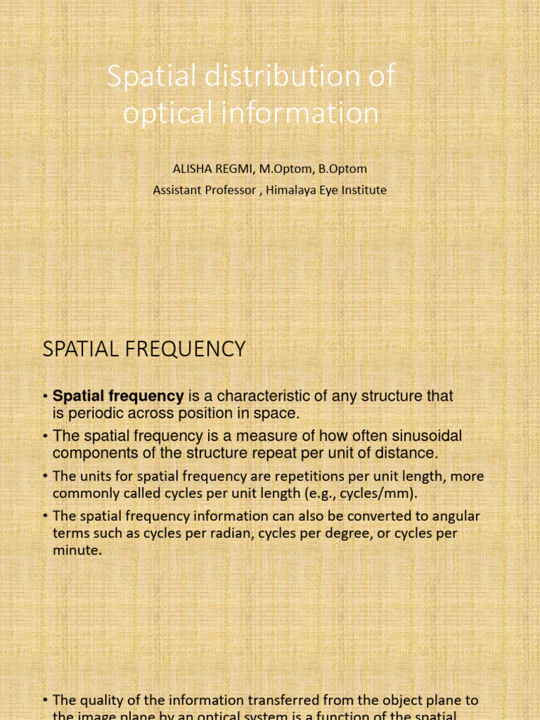 1.9. Spatial Distribution of Optical Information. | PDF | Frequency | Waves