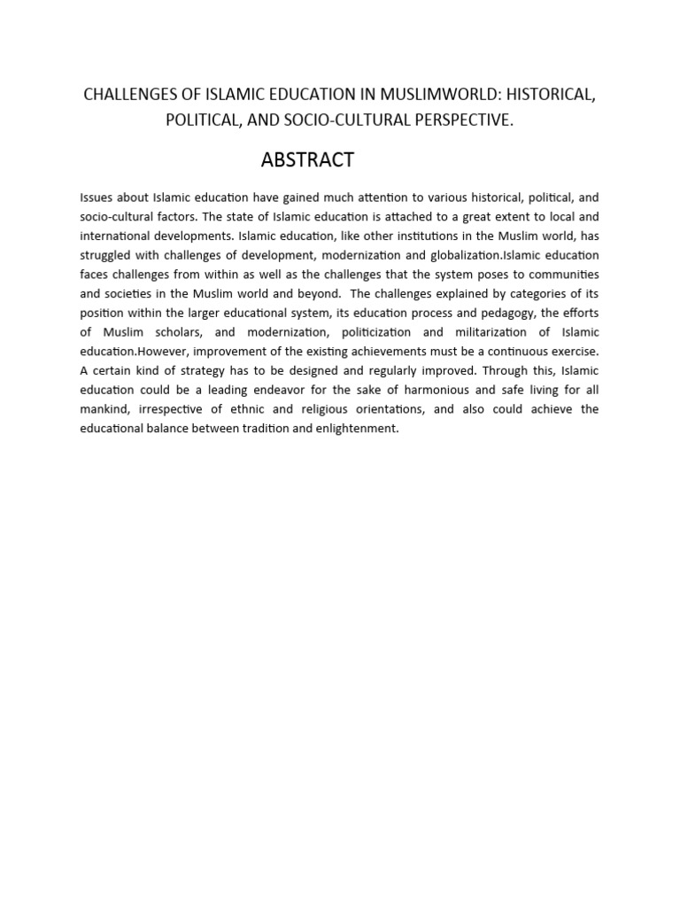Challenges of Islamic Education in Muslimworld | PDF | Ummah ...