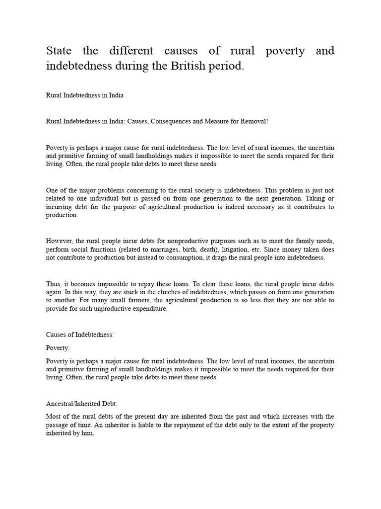 Causes and Solutions of Rural Indebtedness | PDF | Debt | Loans
