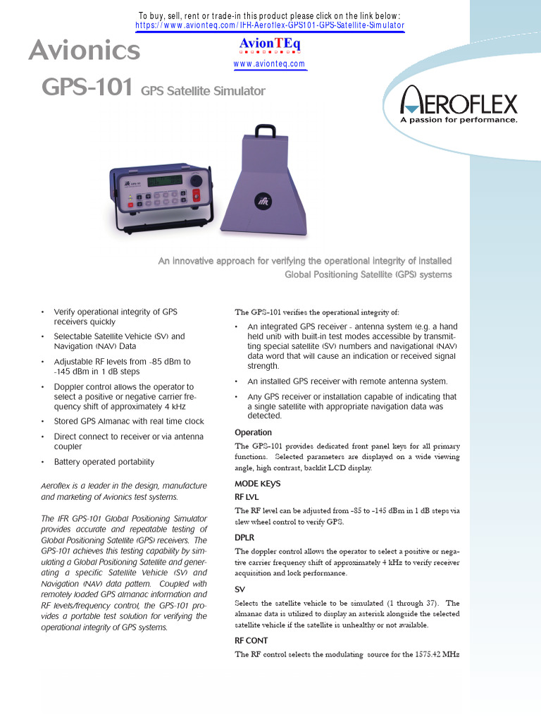 GPS 101 Specification Sheet | PDF | Global Positioning System ...