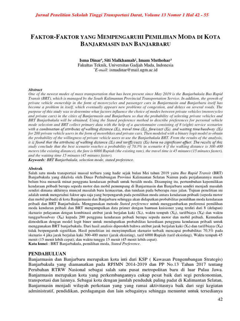 Faktor-Faktor Yang Mempengaruhi Pemilihan Moda Di | PDF | Teknologi ...