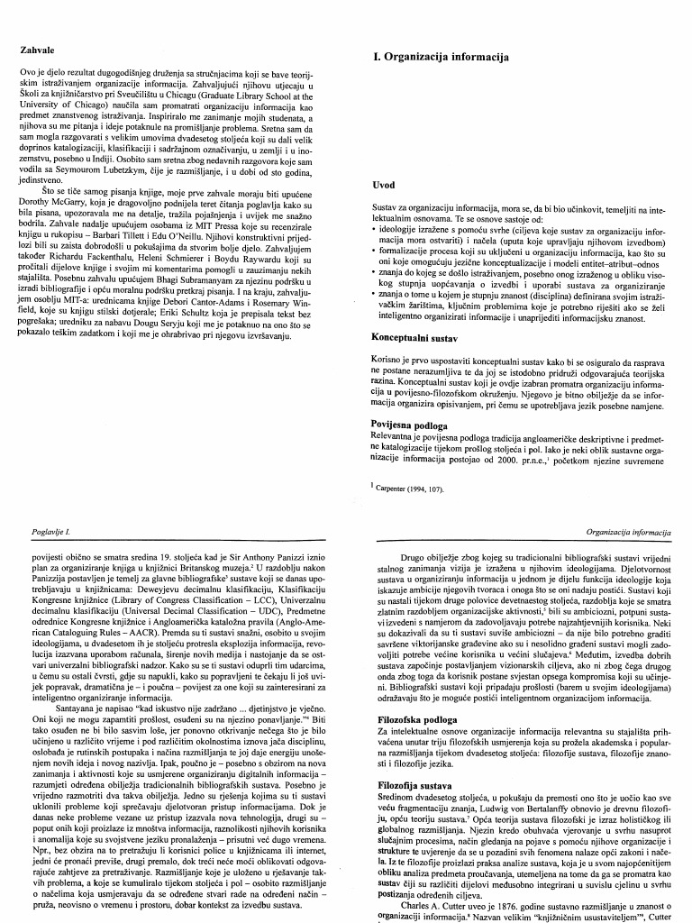 Svenonius - Chapter 1 - Organizacija Informacija (U Intelektualne ...