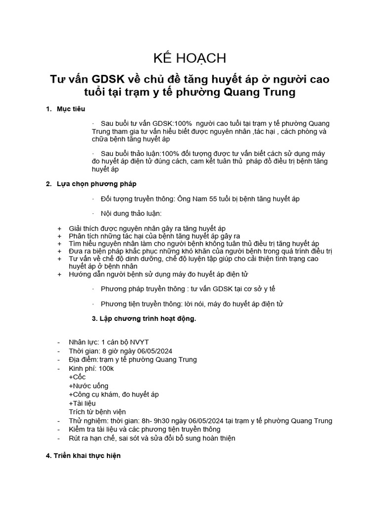 KẾ HOẠCH tư vấn gdsk | PDF