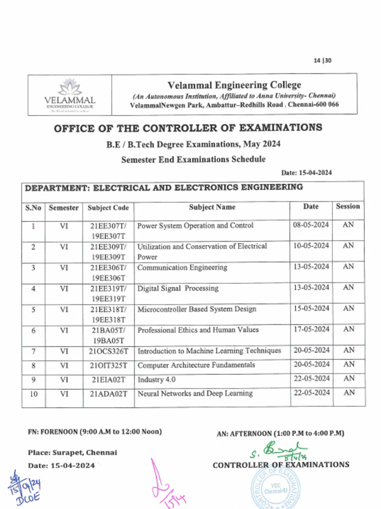 SEE-MAY-2024 R2019 B.E. B.Tech. (Except-8th-Sem. (Regular) ) Removed | PDF
