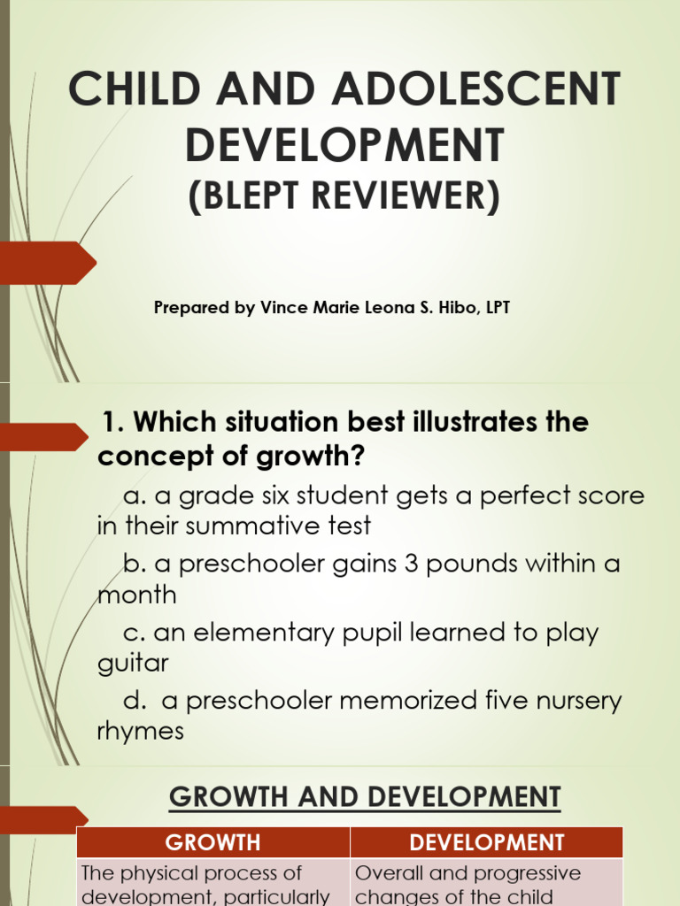 Child and Adolescent Development First Lecture | PDF | Cognitive ...