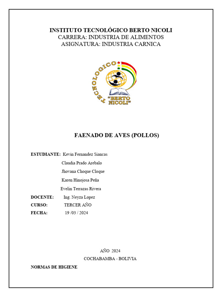 Proceso de Faenado de Pollos | PDF | Agua | Aves