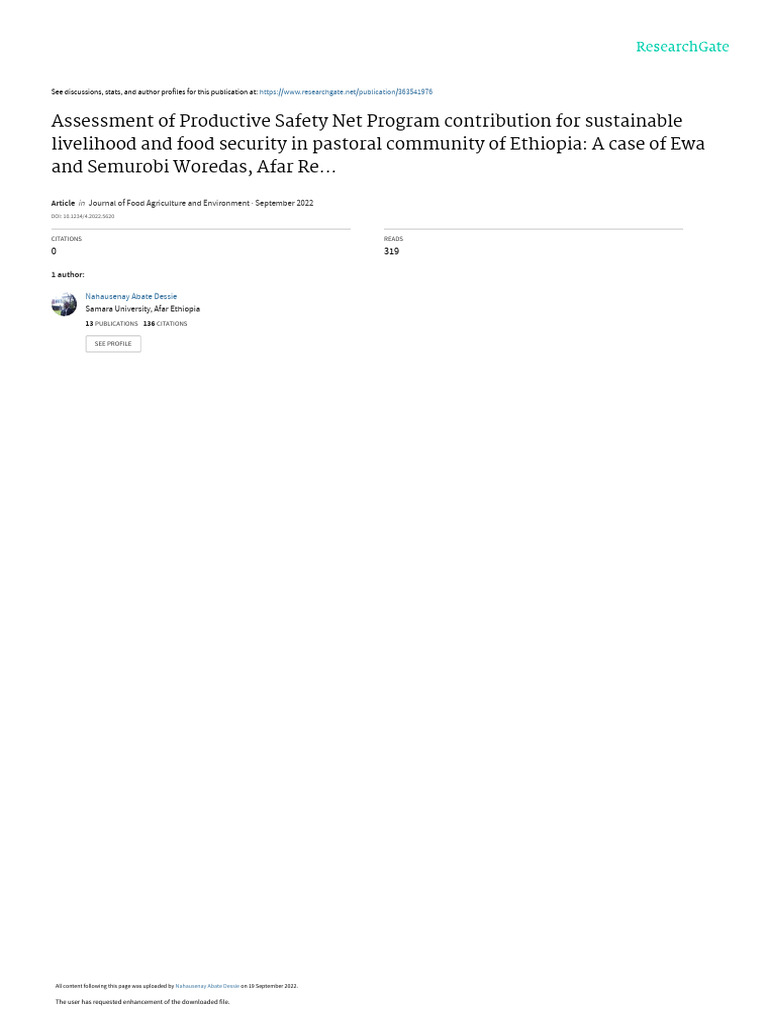 PSNP Impact on Food Security in Ethiopia | PDF | Food Security ...