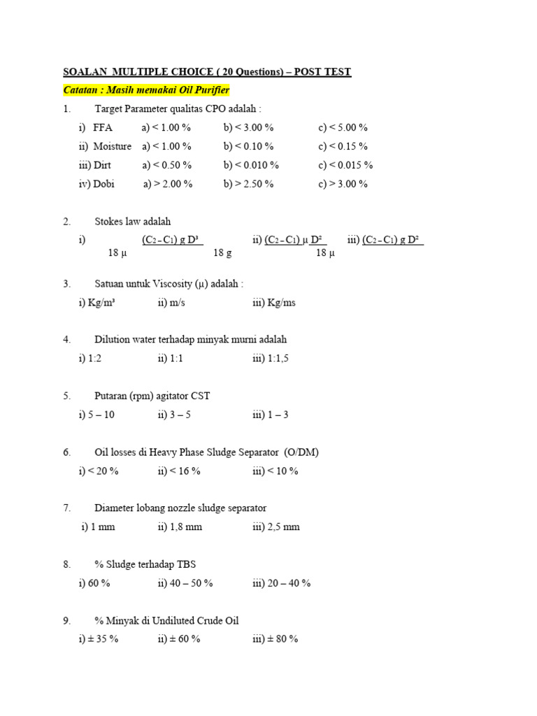 Soal Post-Test Clarification | PDF