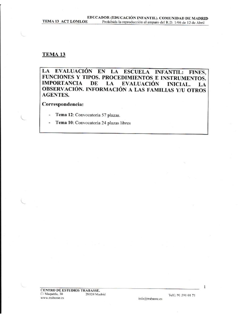 Tema 13 La evaluacion en la EI | PDF