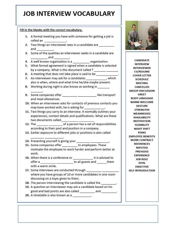 job-interview-vocabulary-worksheet-templates-layouts_133276 | PDF | Job ...