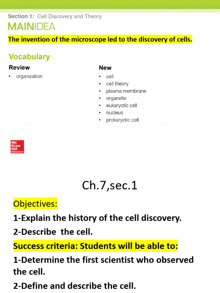 CH 7 1 Cell Discovery and Theory PDF | Download Free PDF | Cell ...