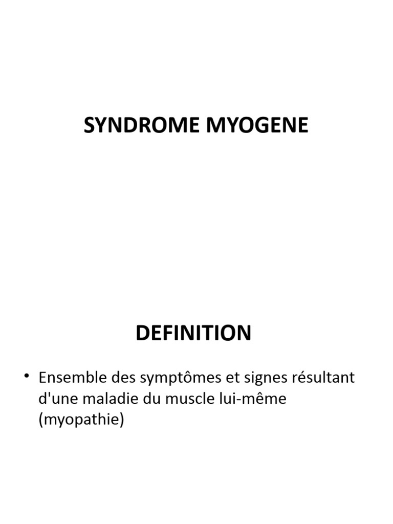 Syndrome Myogene | PDF | Bien-être | Sciences et mathématiques