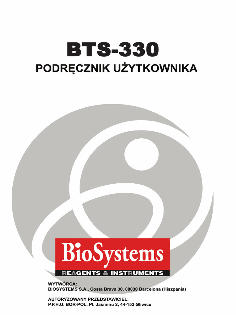 BTS-330 - Podręcznik Użytkownika - CE | PDF