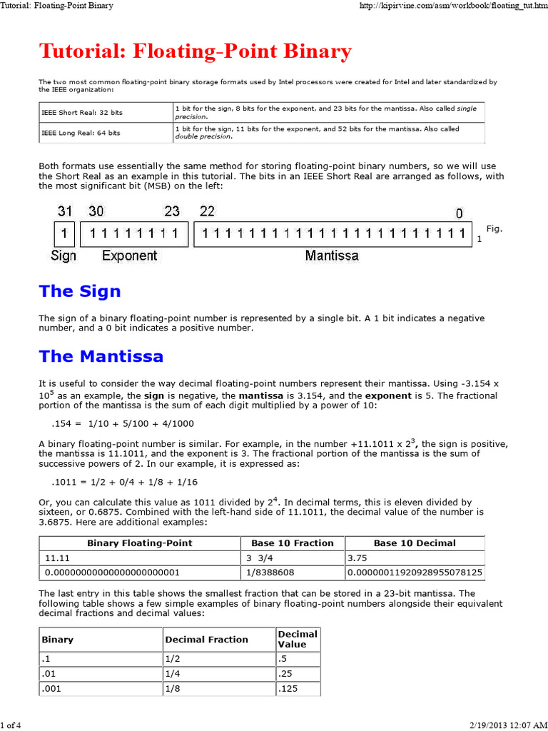 Tutorial - Floating-Point Binary | Download Free PDF | Decimal | Odds
