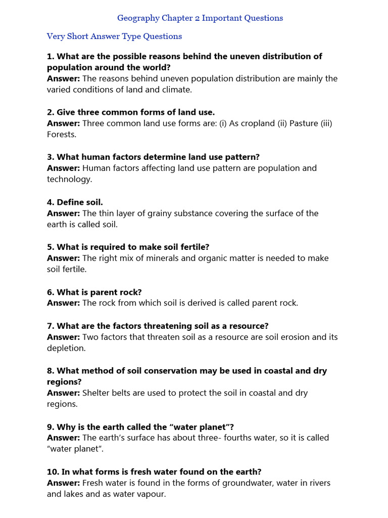 Key Concepts in Geography Chapter 2 | PDF | Agriculture | Soil