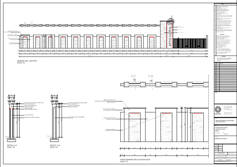 APPLE SUITES - Boundary Wall Detail | PDF | Wall | Concrete