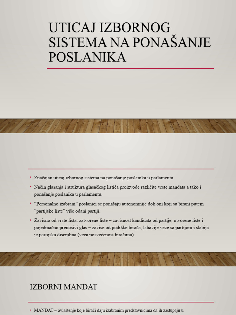 Uticaj Izb - Sistema Na Ponasanje Poslanika | PDF