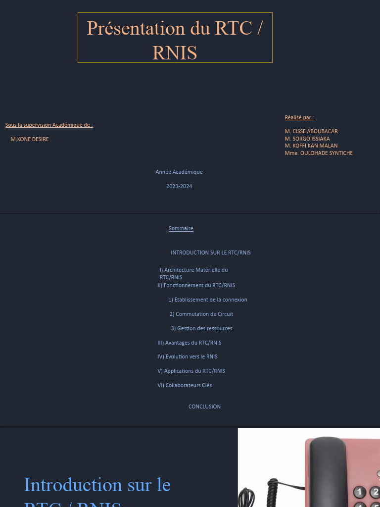 Presentation Du RTC RNIS | PDF | Réseau téléphonique commuté | Vidéotéléphonie