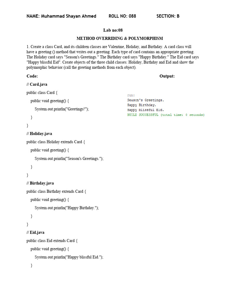 Lab7 Download Free Pdf Method Computer Programming Inheritance Object Oriented Programming 1430