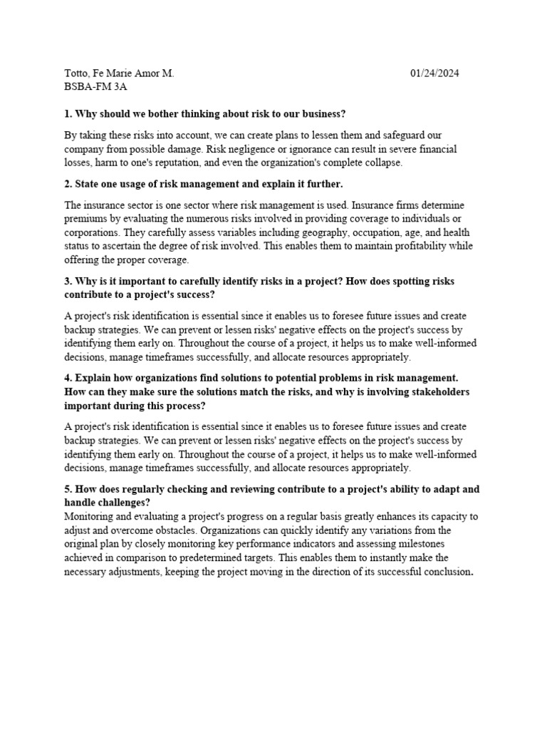 Controllership & Risk Management Activity | PDF | Risk | Internal Control