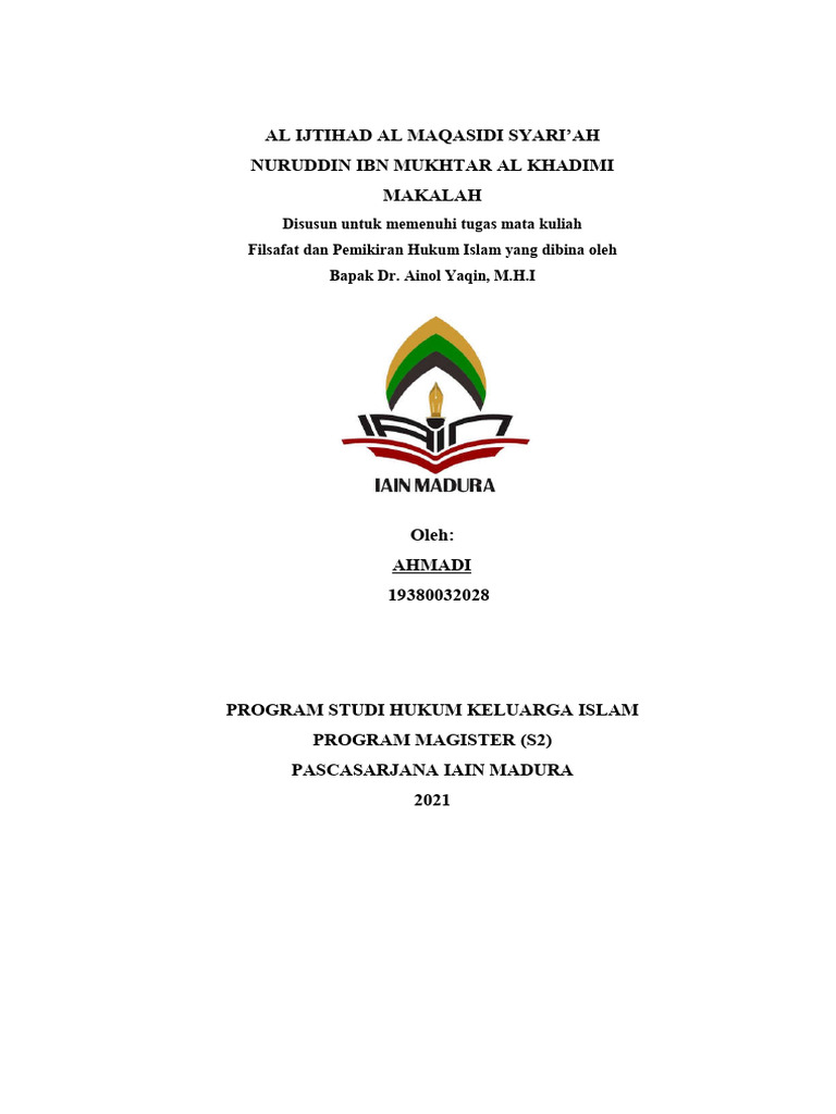 Al Ijtihad Al Maqasidi Syari Ah Nuruddin-1 | PDF | Agama & Spiritualitas | Politik