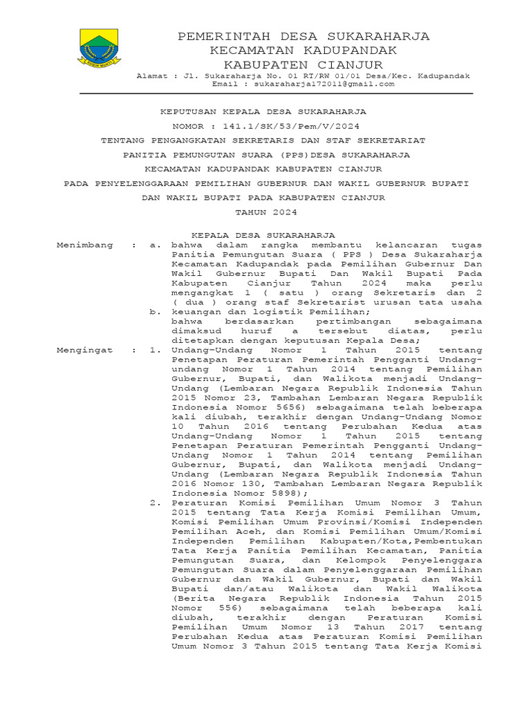 SK Sekretariat PPS Pilkada 2024 | PDF