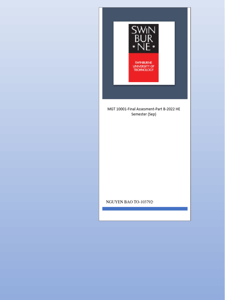 MGT- Finnal Assessment- Part B | PDF | Leadership | Organizational Culture